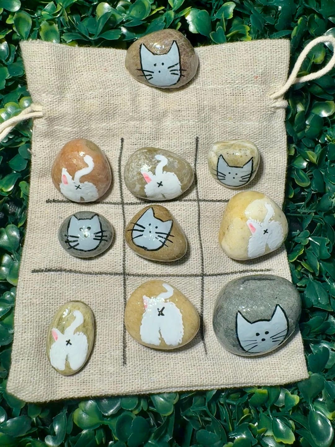 Hand Painted Rock Tic Tac Toe Game – Cat Lover Gift - Etsy