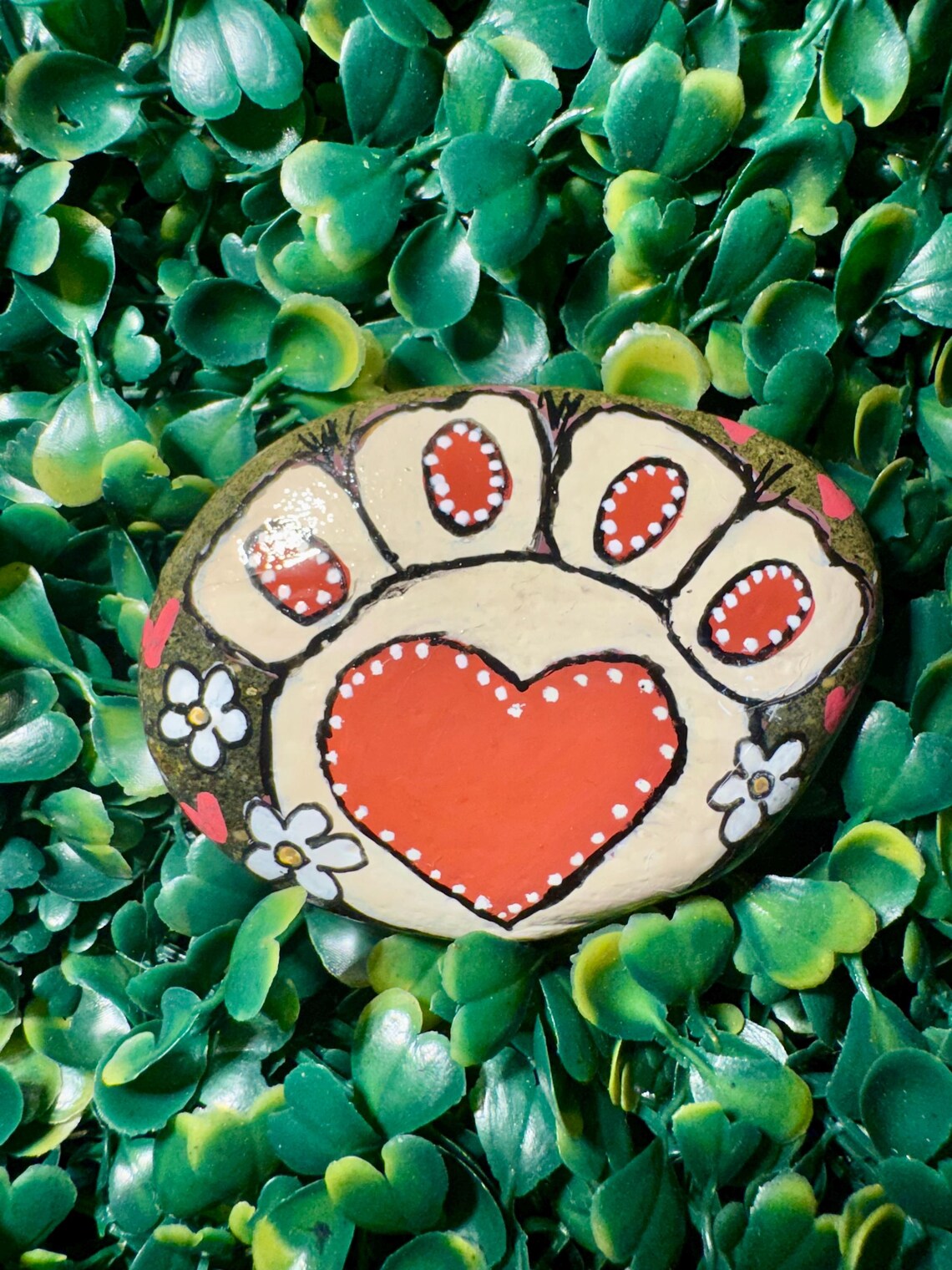 Hand Painted Dog Paw Rock, Heart Decor, Dog Lover Gift - Etsy