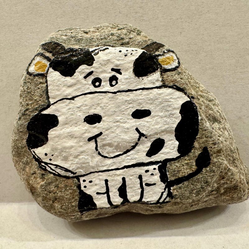 Painted Cow on Rock - Etsy