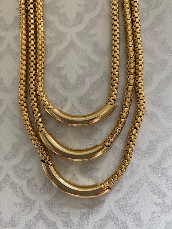 Vintage and gorgeous Hobe triple strand snake necklace - Gem