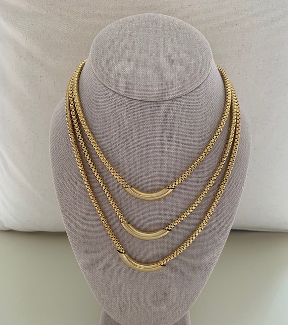 Vintage and gorgeous Hobe triple strand snake necklace - Gem
