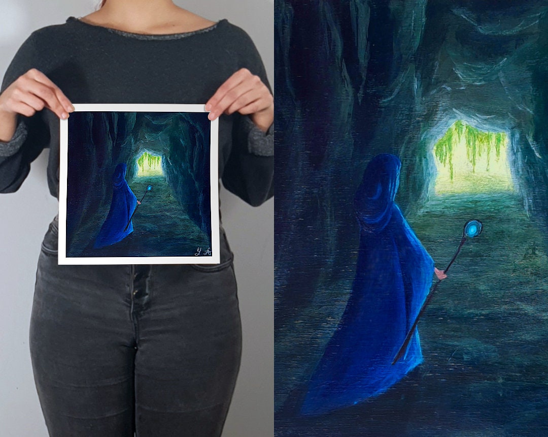 Original Fantasy Art Print Poster Fantasy Magician Cave - Etsy