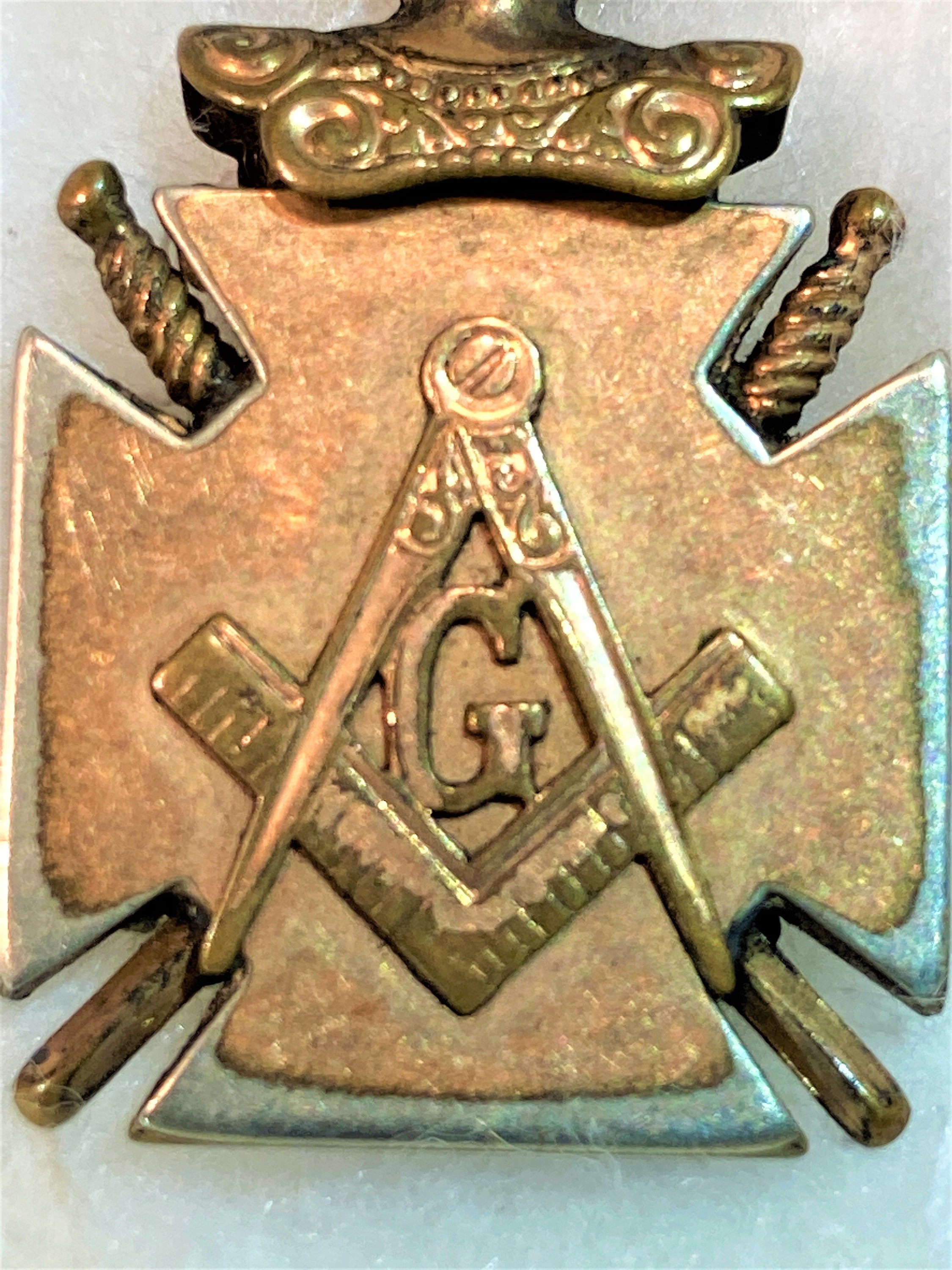 Rare Two-sided Masonic Fob, With Crested Helmet and Three Enamel Colors ...