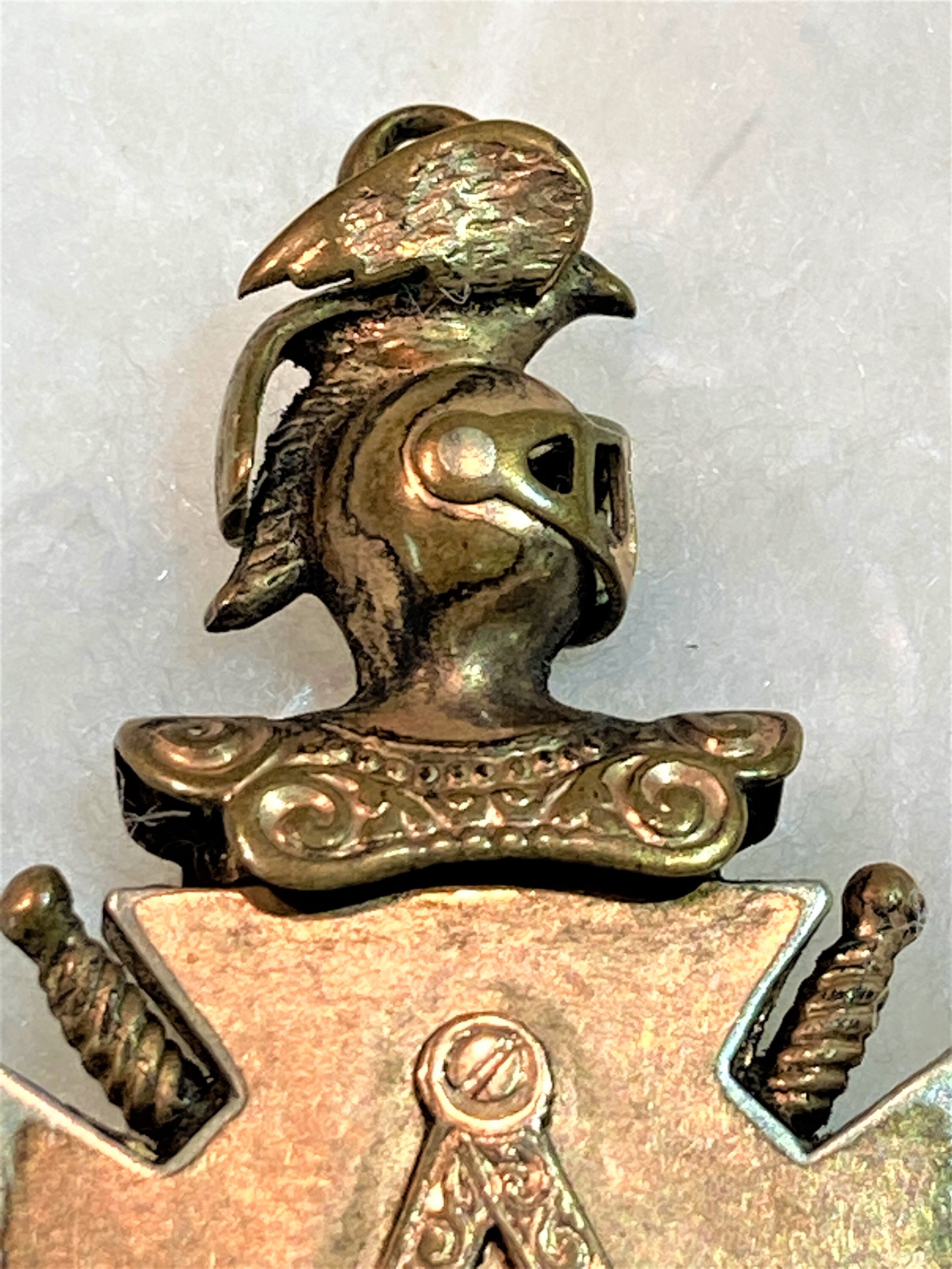Rare Two-sided Masonic Fob, With Crested Helmet and Three Enamel Colors ...