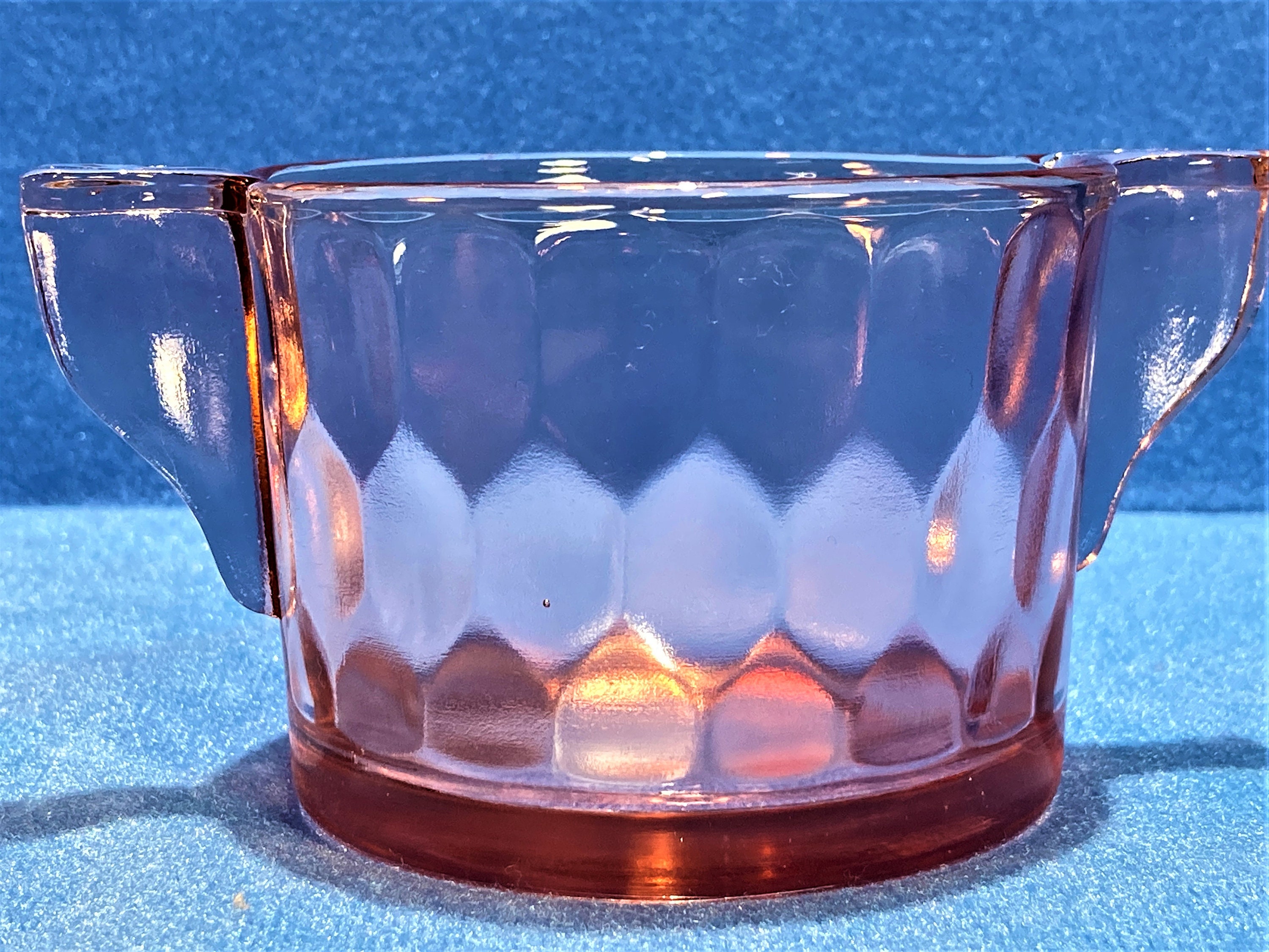 A Jeanette Pink Hex Optic, AKA Honeycomb, Sugar and Creamer Set ...