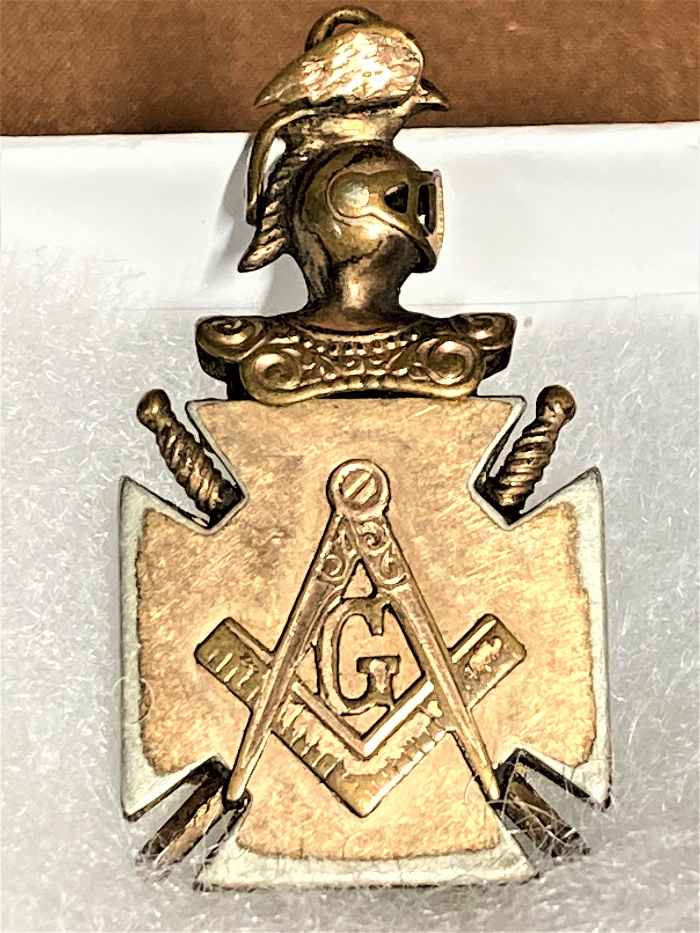 Rare Two-sided Masonic Fob, With Crested Helmet and Three Enamel Colors ...