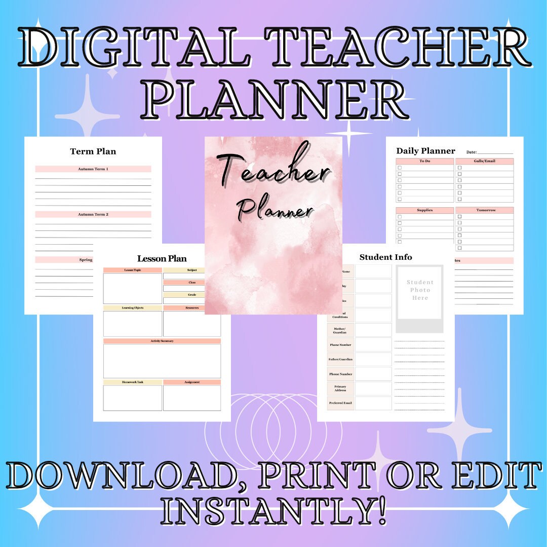 Teacher Planner, Digital, Printable and Customisable - Etsy