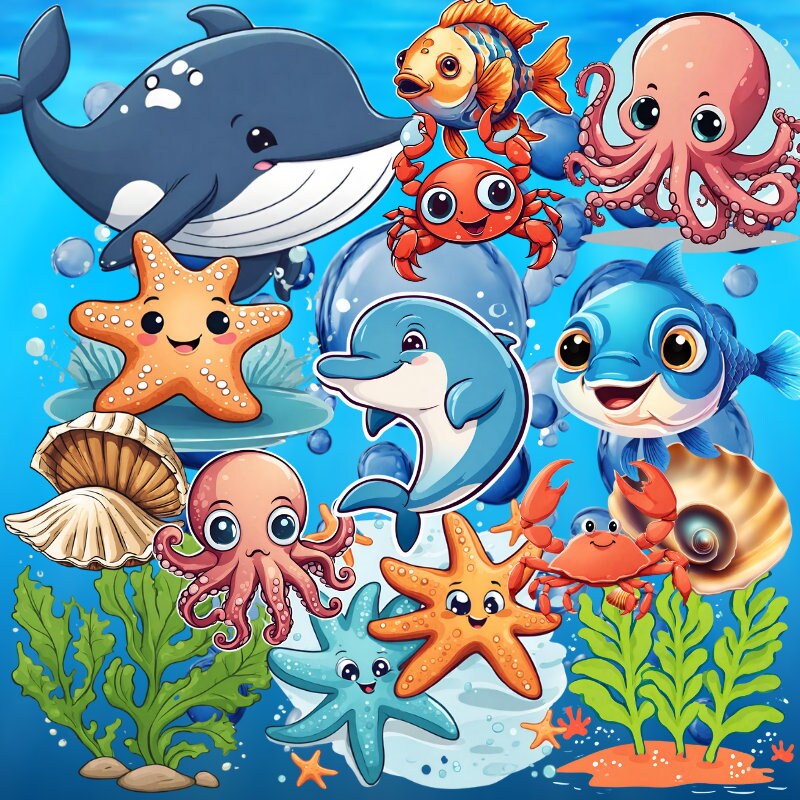 Multicoloured Mermaid Clipart Bundle. With FREE Under the Sea Clipart ...