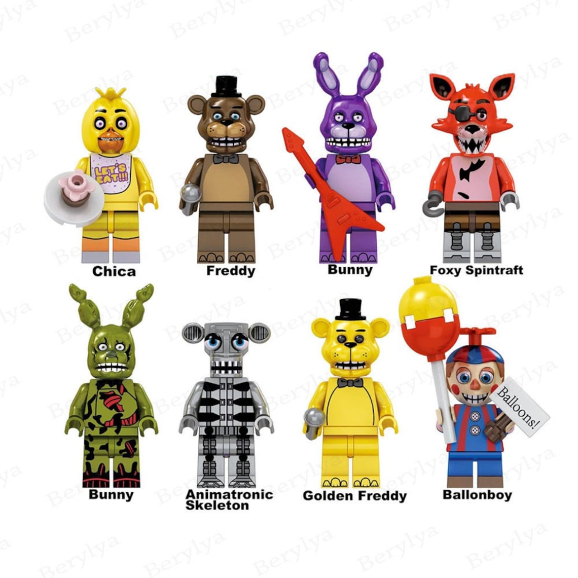8Pcs Five Nights at Freddy's Minifigures Toy FNAF figures | Etsy