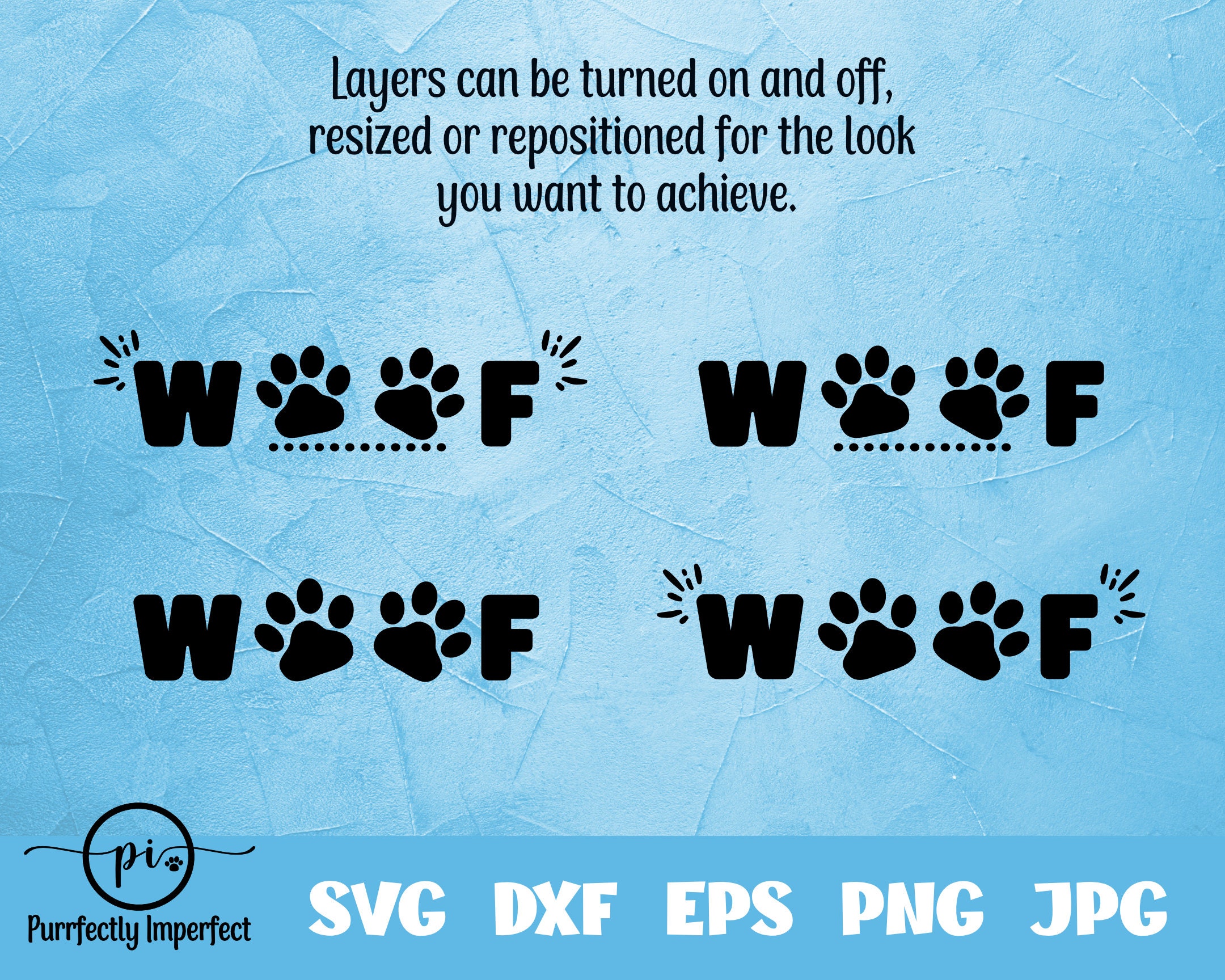 Woof / Dogs / Paw Prints / Word Art / SVG / Cut File / Sublimation ...