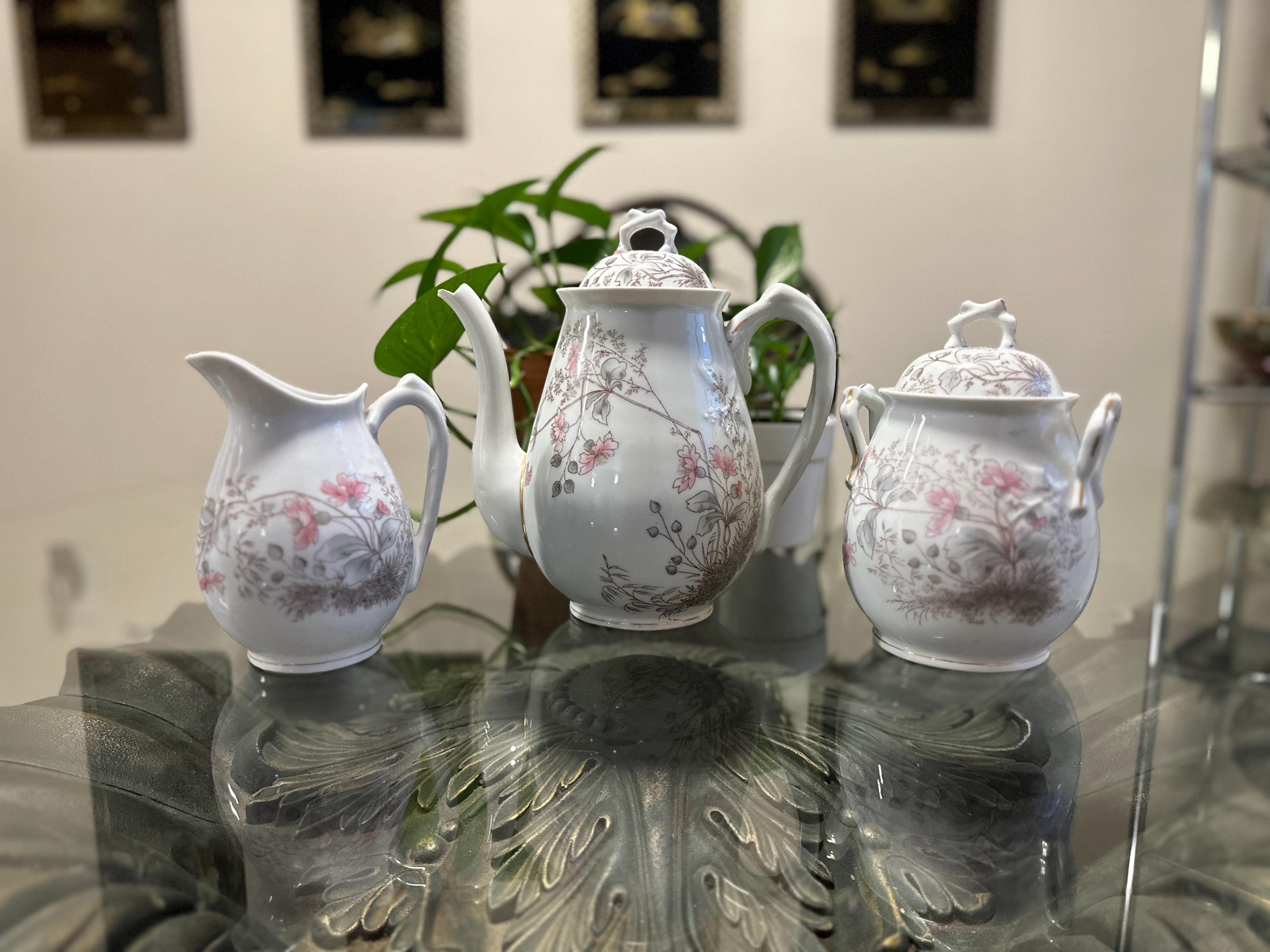 Vintage B S M 3 Piece Set Teapot, Creamer, & Sugar Dish - Etsy