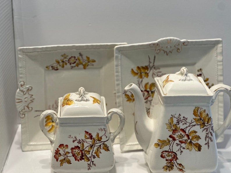 Antique John Maddock and Sons Royal Semi Porcelain Teapot and Biscuit ...