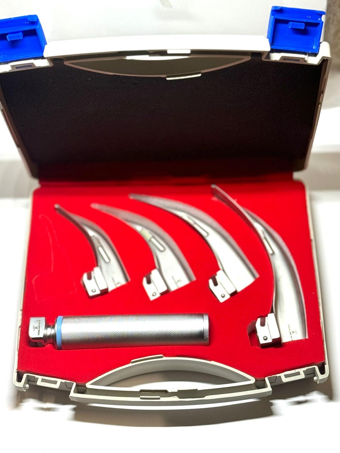 Fiber Optic Miller Laryngoscope Kit With 4 Blades & Handle Anesthesia ...