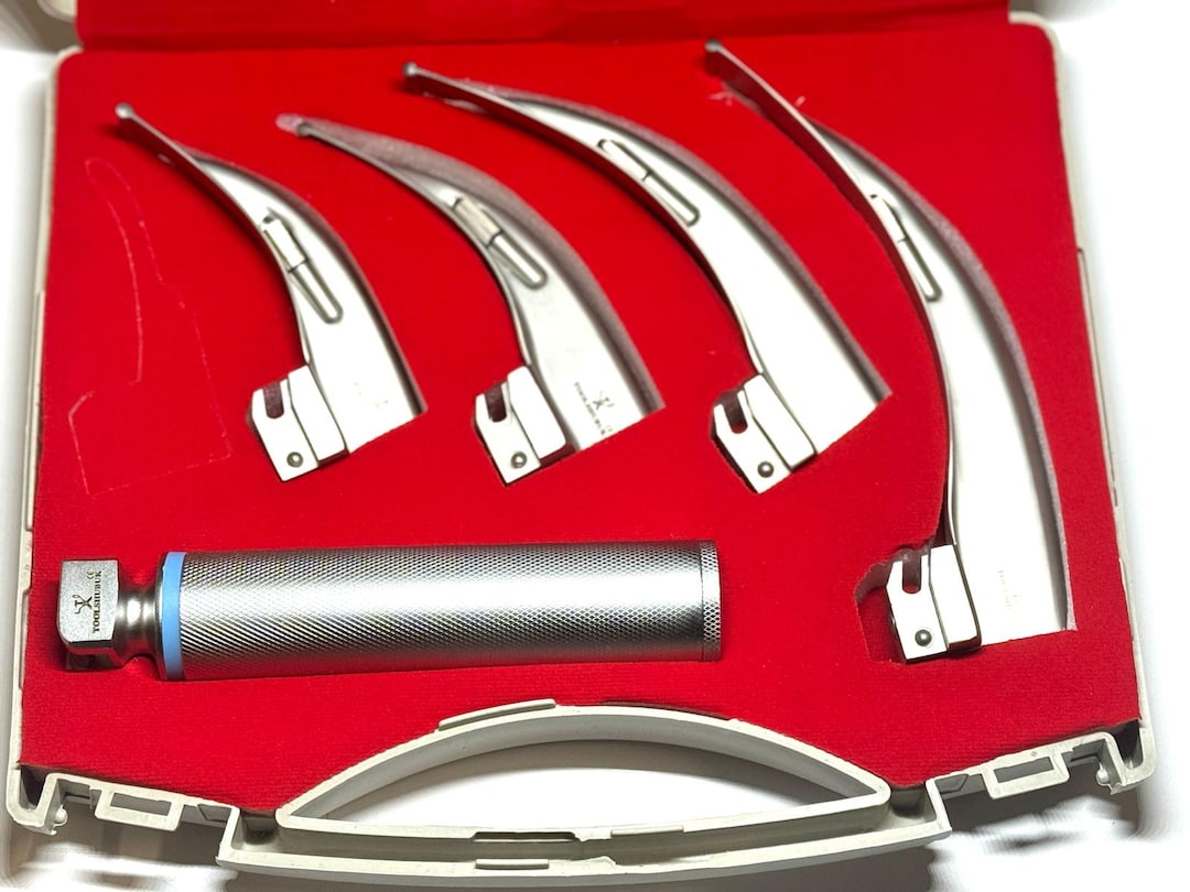 4 Pieces Laryngoscope Set With Handle Diagnostic Examination ...