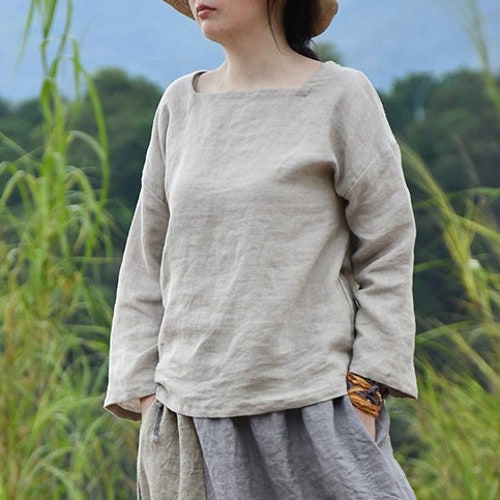 Women Cotton Linen Tops Loose Linen Blouses oversized Shirt - Etsy