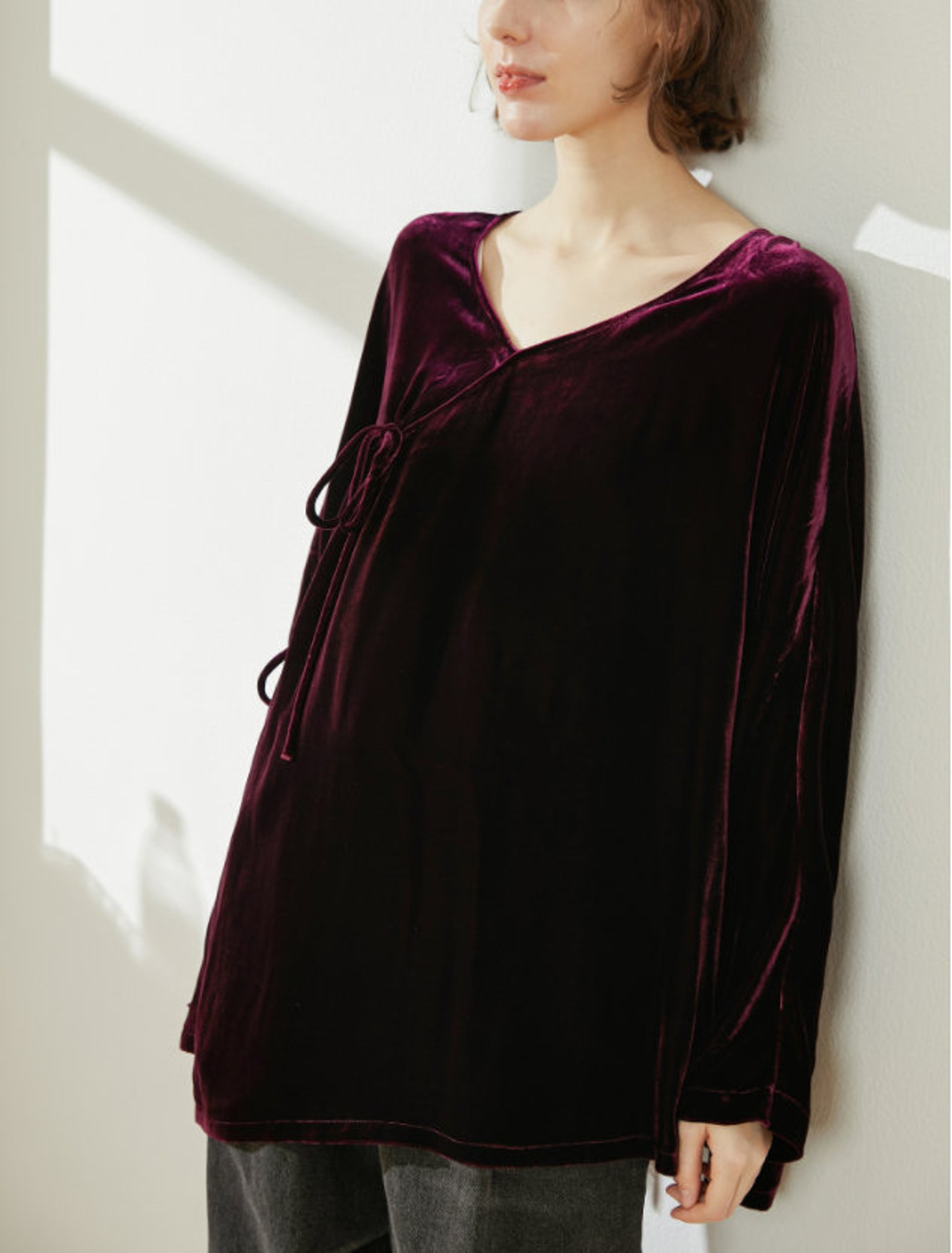 Velvet Top Women Top Women Blouse Long Sleeves V Neck Tops - Etsy