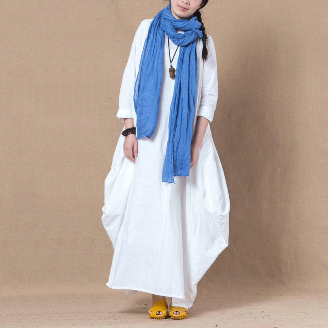 Women's Linen Cotton Dress Long Sleeves Dress Linen Loose - Etsy