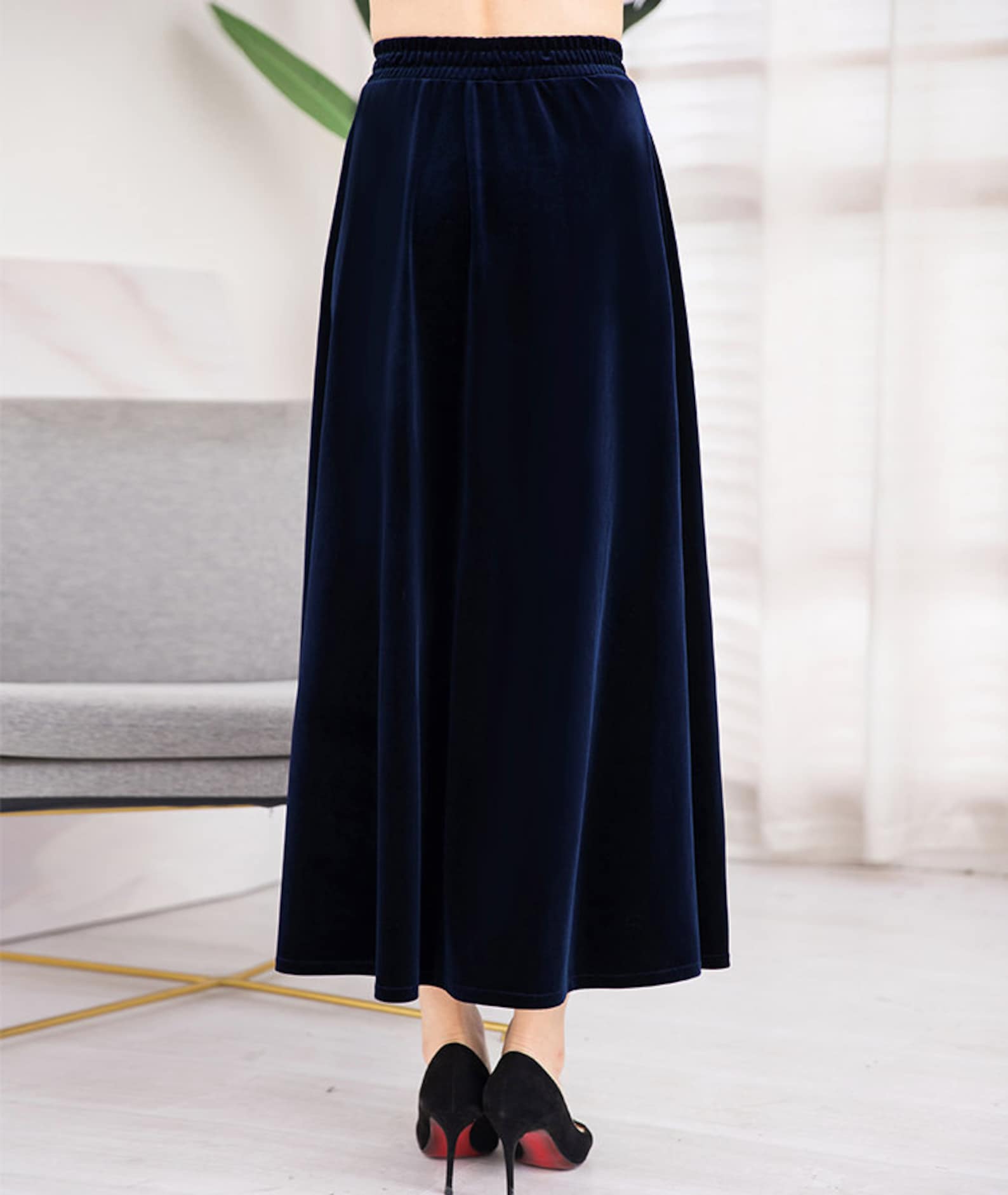 Women Velvet Skirt Maxi Skirt Vintage Skirt A-line Elastic - Etsy
