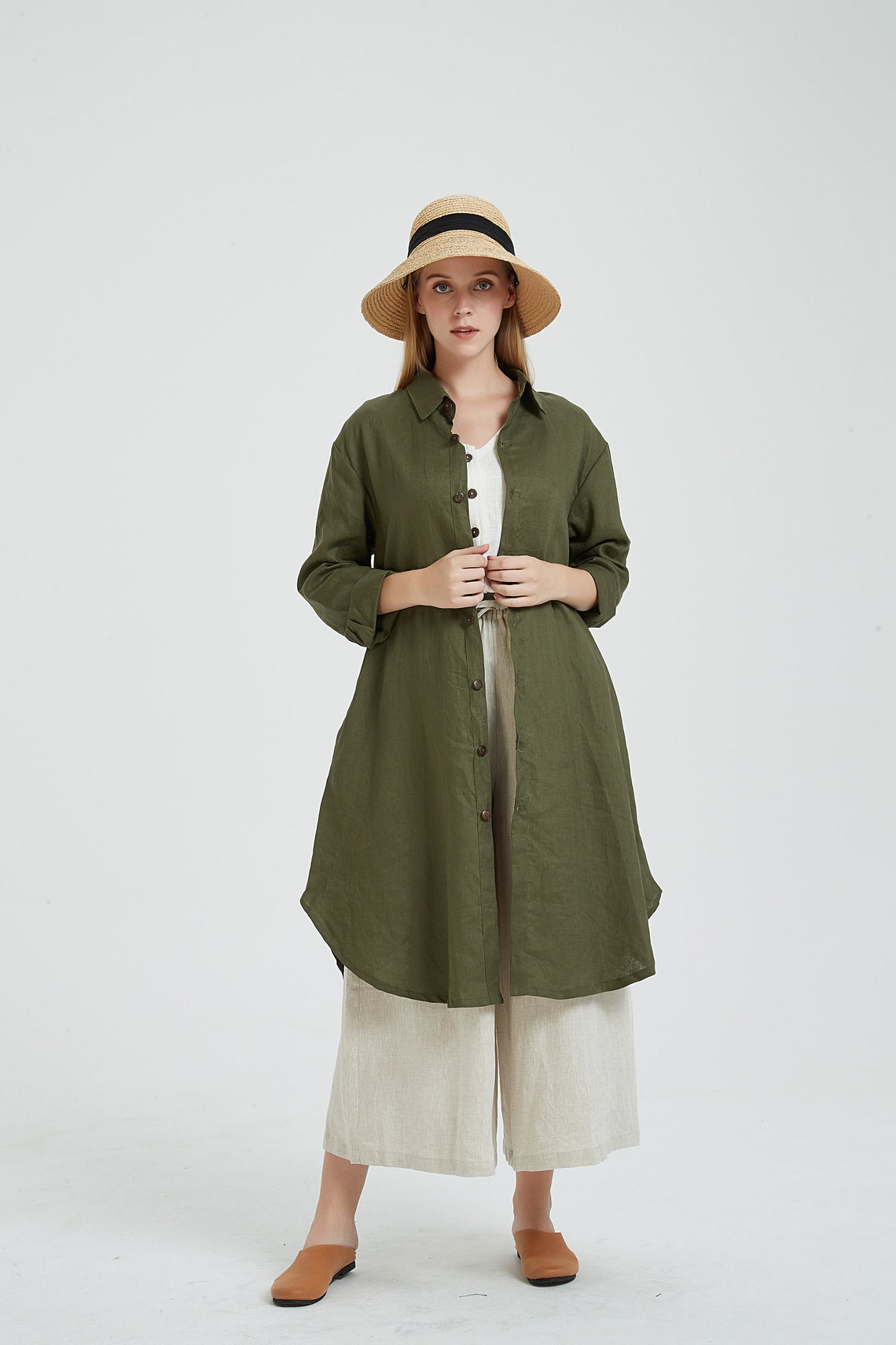 Linen Long Shirts Women, Linen Long Sleeves Shirt, Linen Long Shirt ...
