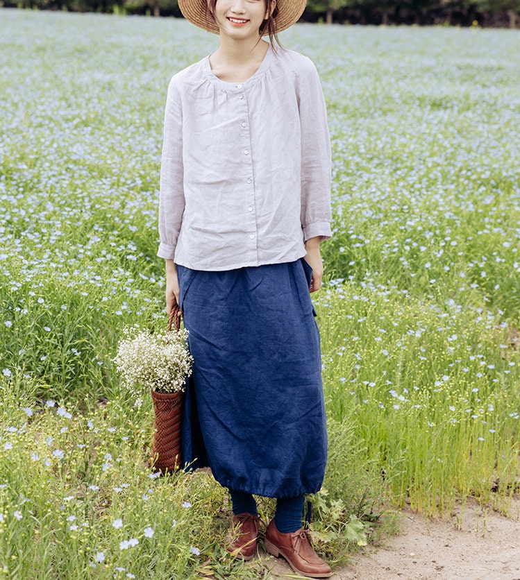 Linen Shirt Women Linen Top Long Sleeves Shirt Loose Linen | Etsy