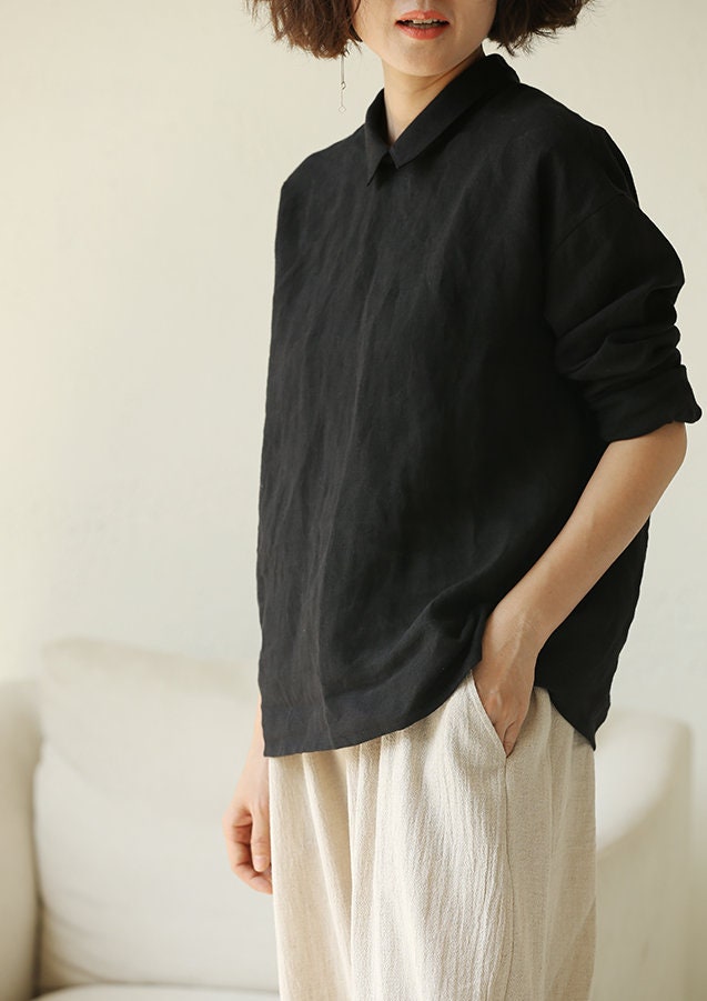 Linen Shirt Long Sleeves Top Women Linen Top Linen Blouse - Etsy