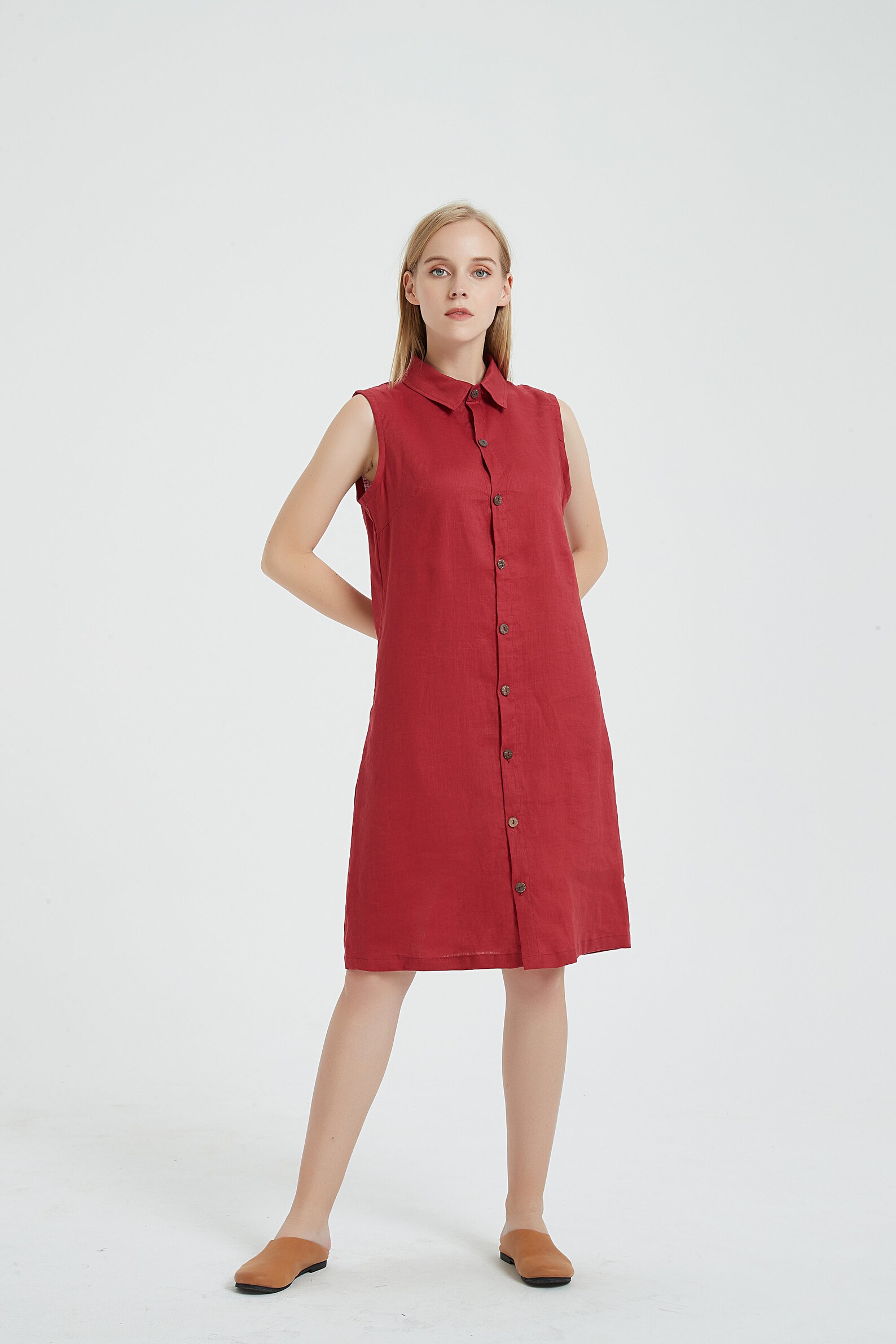 Womens 100 Linen Dress Sleeveless Linen Dress Linen Etsy