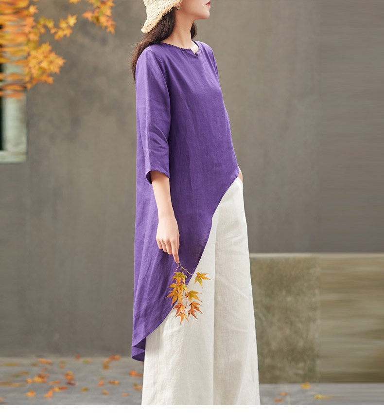 Linen Tops for Women Half Sleeves Tunic Top Loose Soft Linen - Etsy