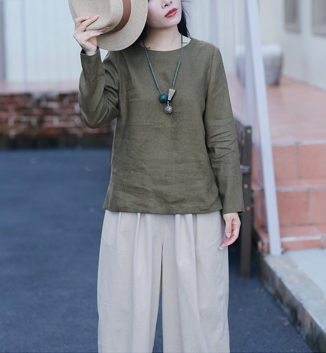 Women's Linen Tops 100% Linen Long Sleeves Tops Loose - Etsy