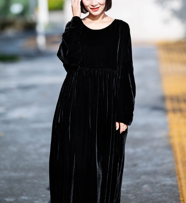 Women Velvet Dress Oversize Velvet Dress Fall Winter Velvet - Etsy
