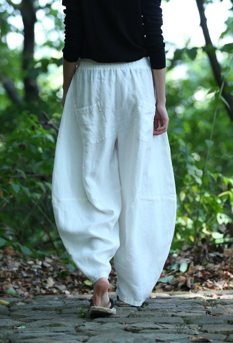 Linen pants women wide leg pants oversized harem pants soft | Etsy
