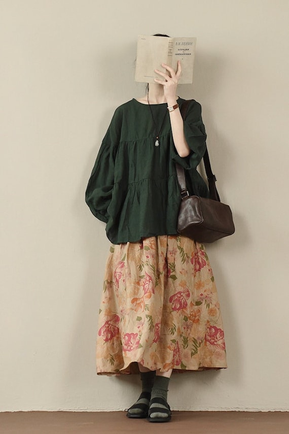 Women's Linen Tops 100% Linen Long Sleeves Shirt Loose - Etsy