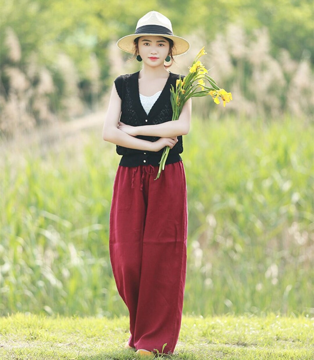 Linen Pants for Women, Wide Legs Pants, Plus Size Pants, Loose Casual ...