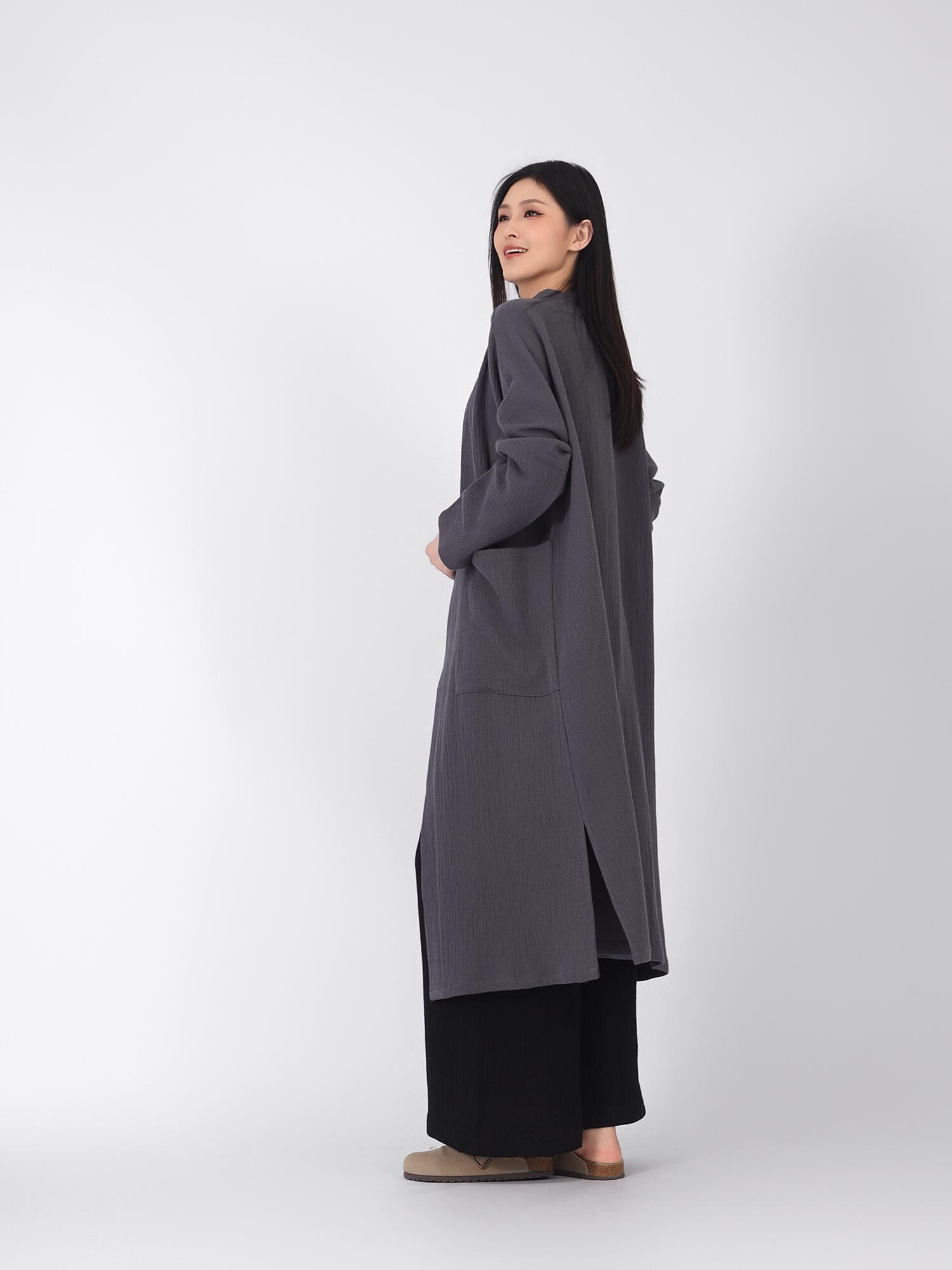 Cotton Linen Cardigan for Women Long Jacket Heavy Weight Wtreetstyle ...