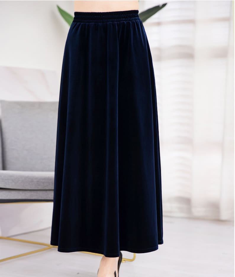 Women Velvet Skirt Maxi Skirt Vintage Skirt A-line Elastic - Etsy