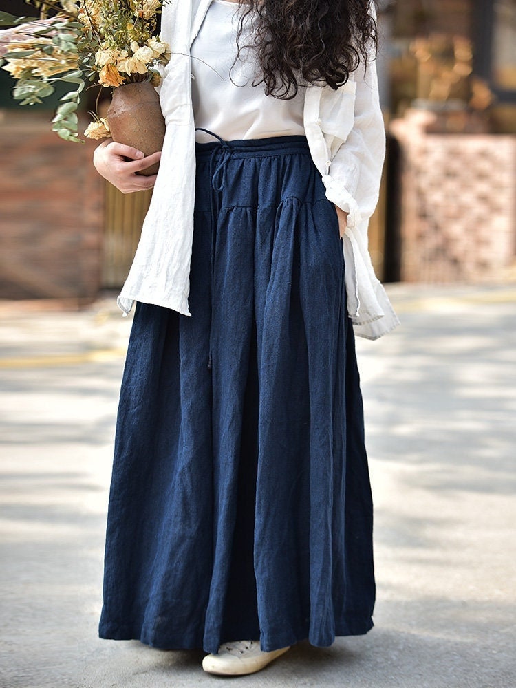 Women's Linen Long Skirt Vintage Skirt Linen Skirt - Etsy