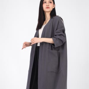 Cotton Linen Cardigan for Women Long Jacket Heavy Weight Wtreetstyle ...