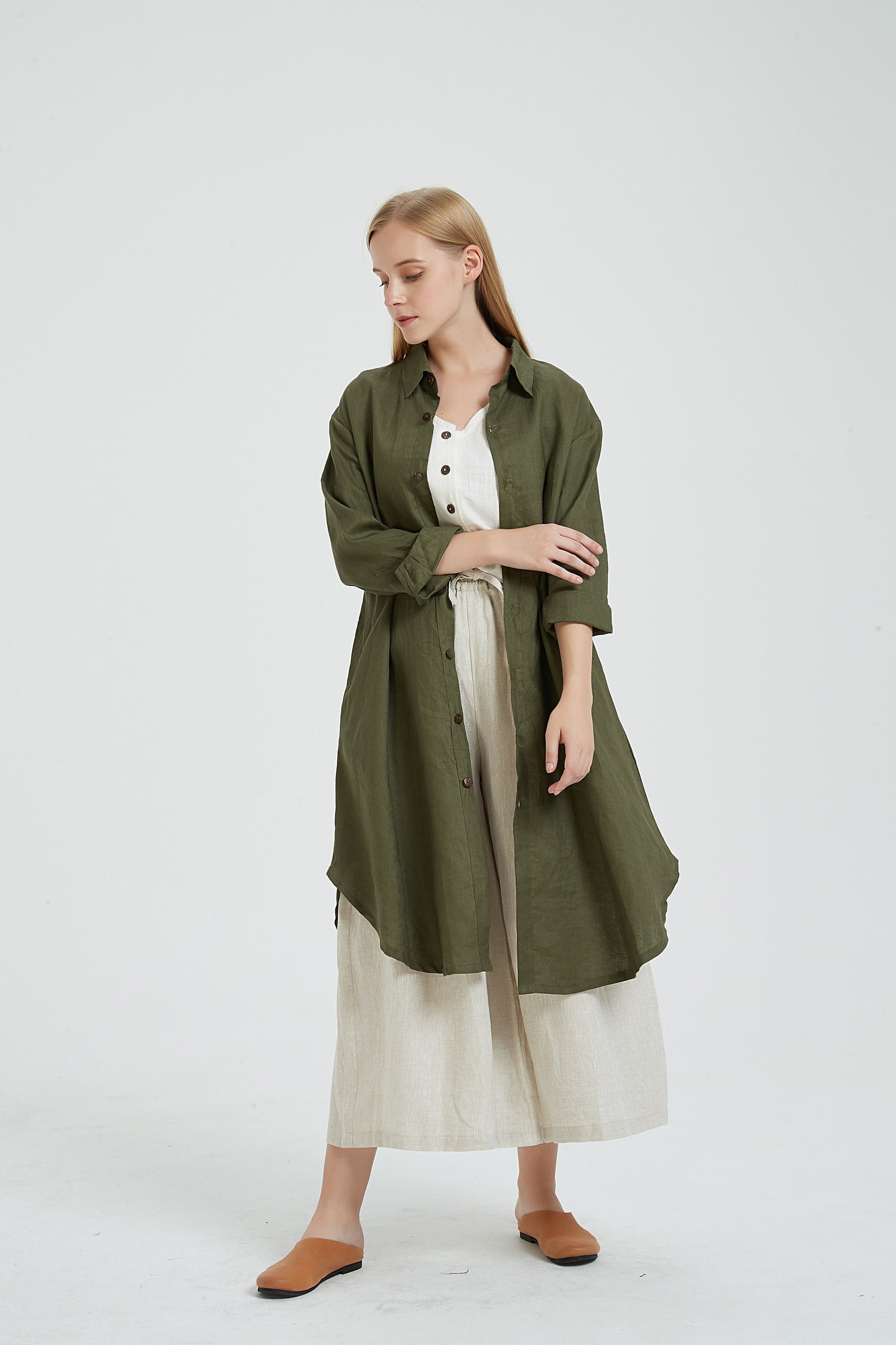 Linen Long Shirts Women, Linen Long Sleeves Shirt, Linen Long Shirt ...