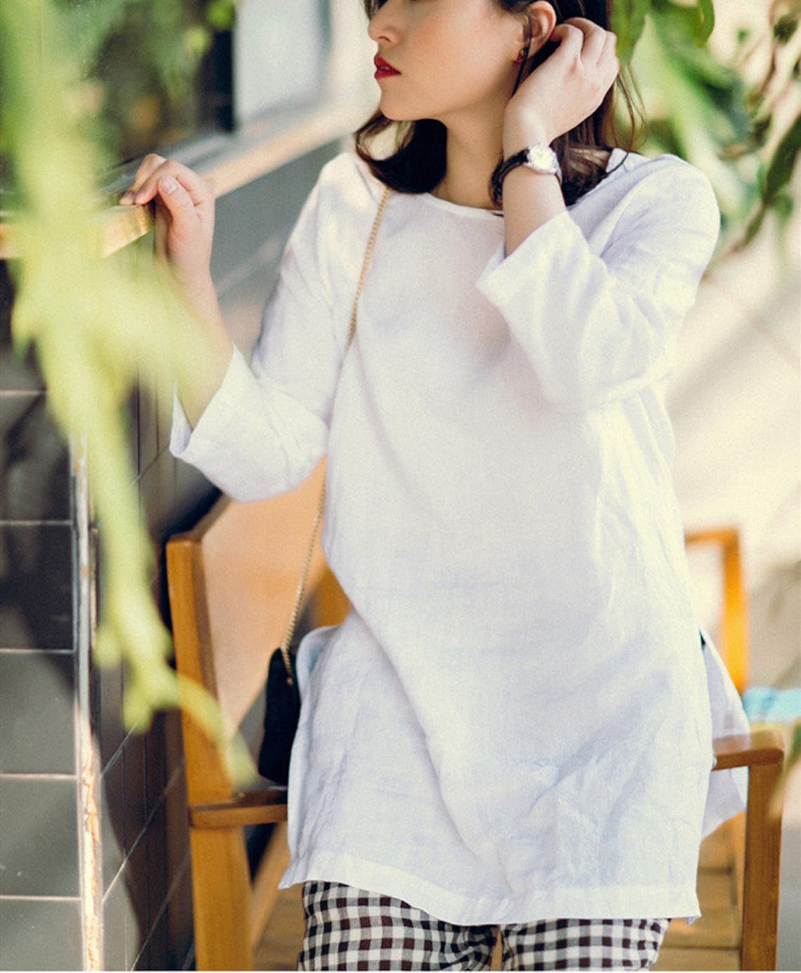 Women's 100% Linen Top Long Sleeves Tunic Tops Loose Linen - Etsy