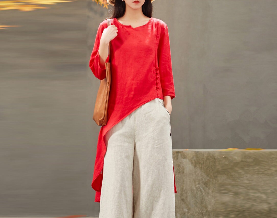 Linen Tops for Women Half Sleeves Tunic Top Loose Soft Linen - Etsy