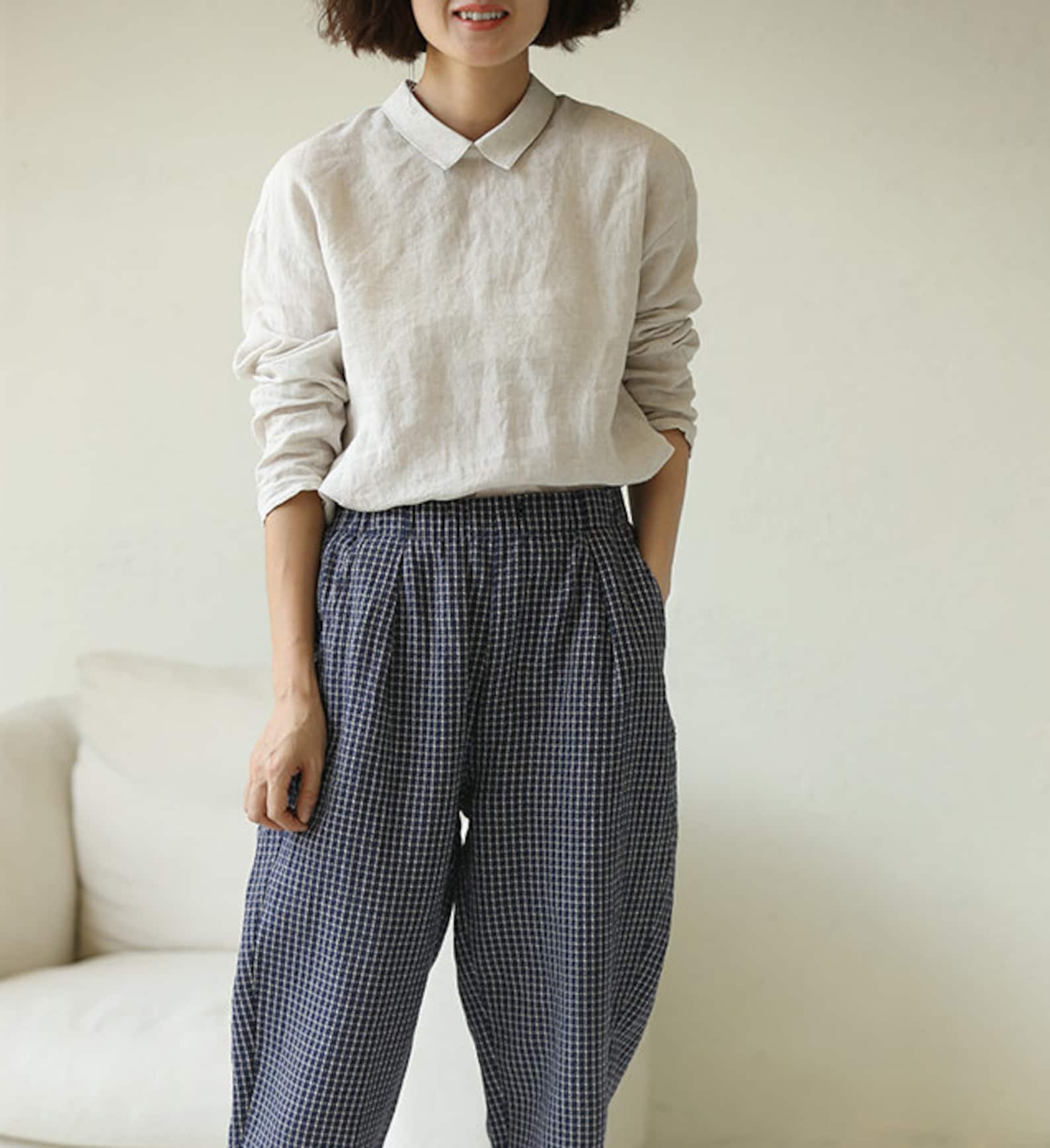 Linen Shirt Long Sleeves Top Women Linen Top Linen Blouse - Etsy