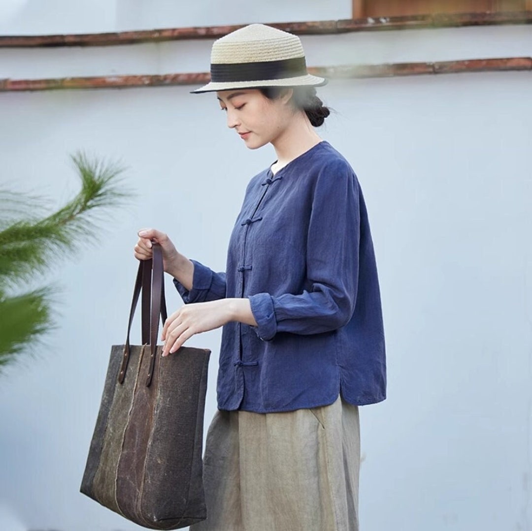 Chemise en lin pour femme cardigan à manches longues, hauts en lin pour ...