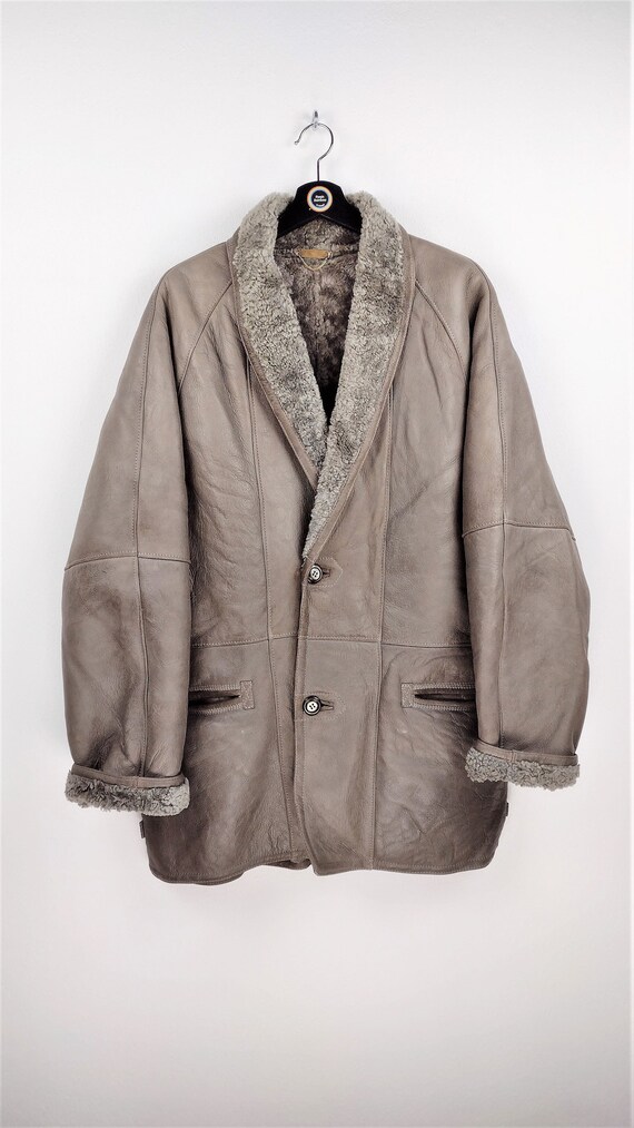 1990s Italian Real Leather Suede Shearling Coat - Gem