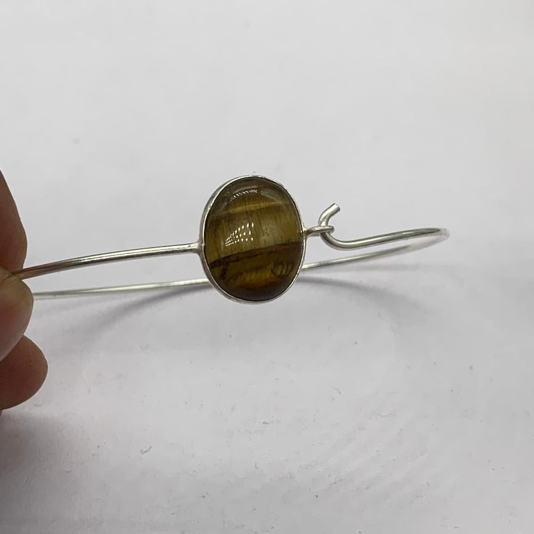 Tiger Eye Bangle , Natural Tiger Eye 925 Sterling Silver Bangle ...
