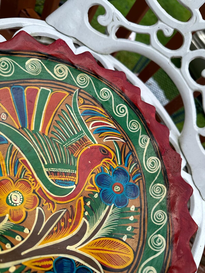 Red Clay Hand Painted Unique Colorfully Designed Footed Bowl - Etsy