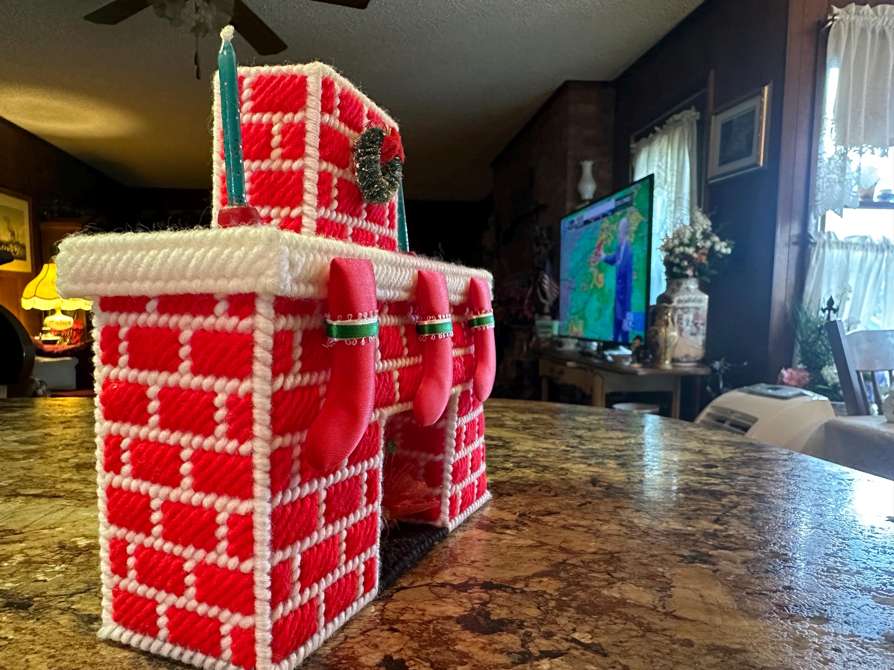 Vintage Crocheted Handmade Christmas Fireplace With Stockings - Etsy