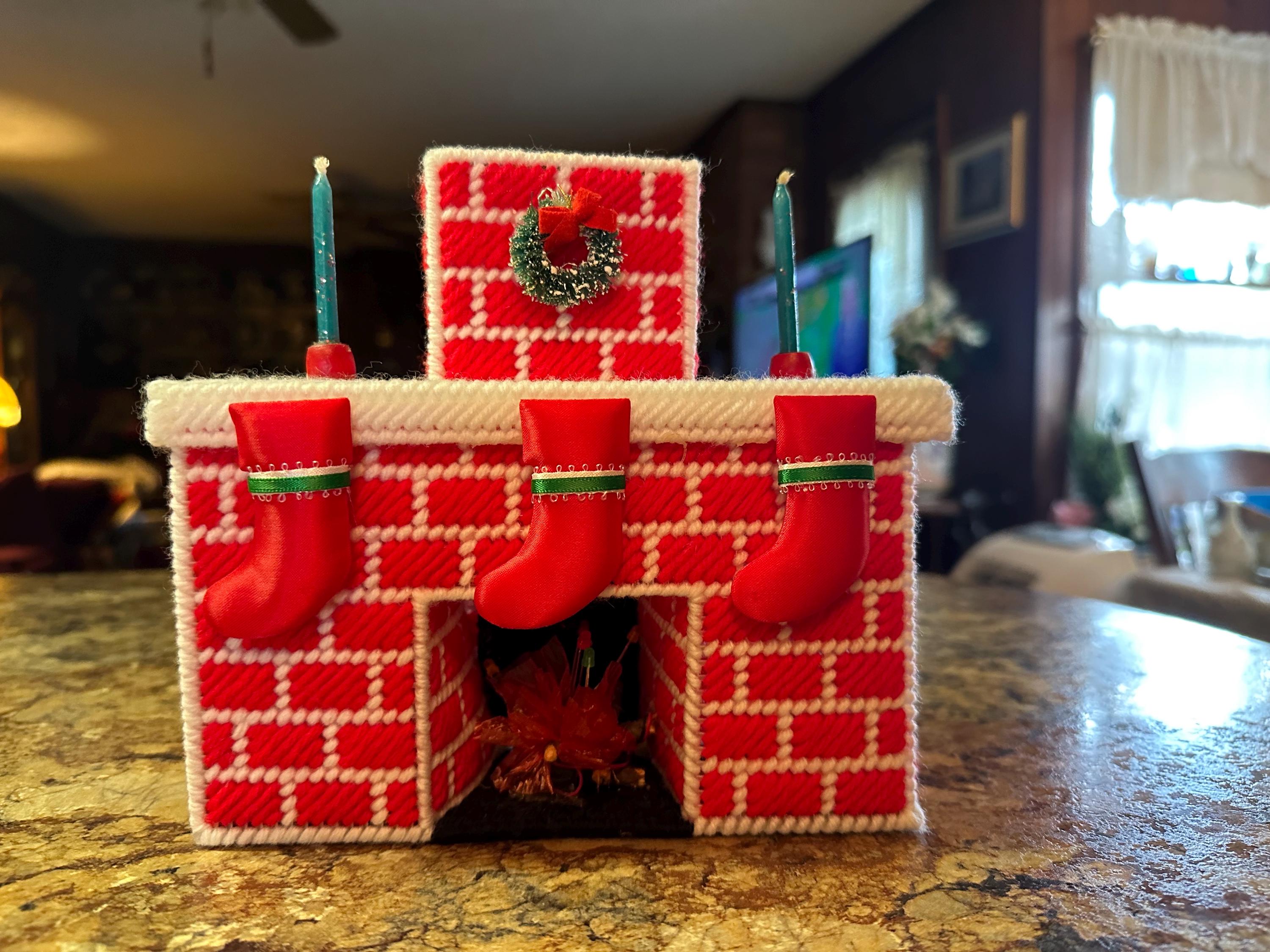 Vintage Crocheted Handmade Christmas Fireplace With Stockings - Etsy