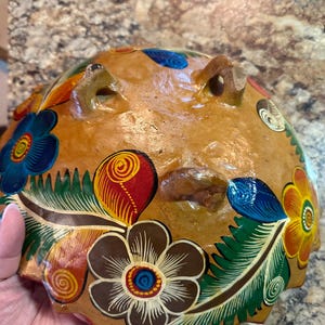 Red Clay Hand Painted Unique Colorfully Designed Footed Bowl - Etsy