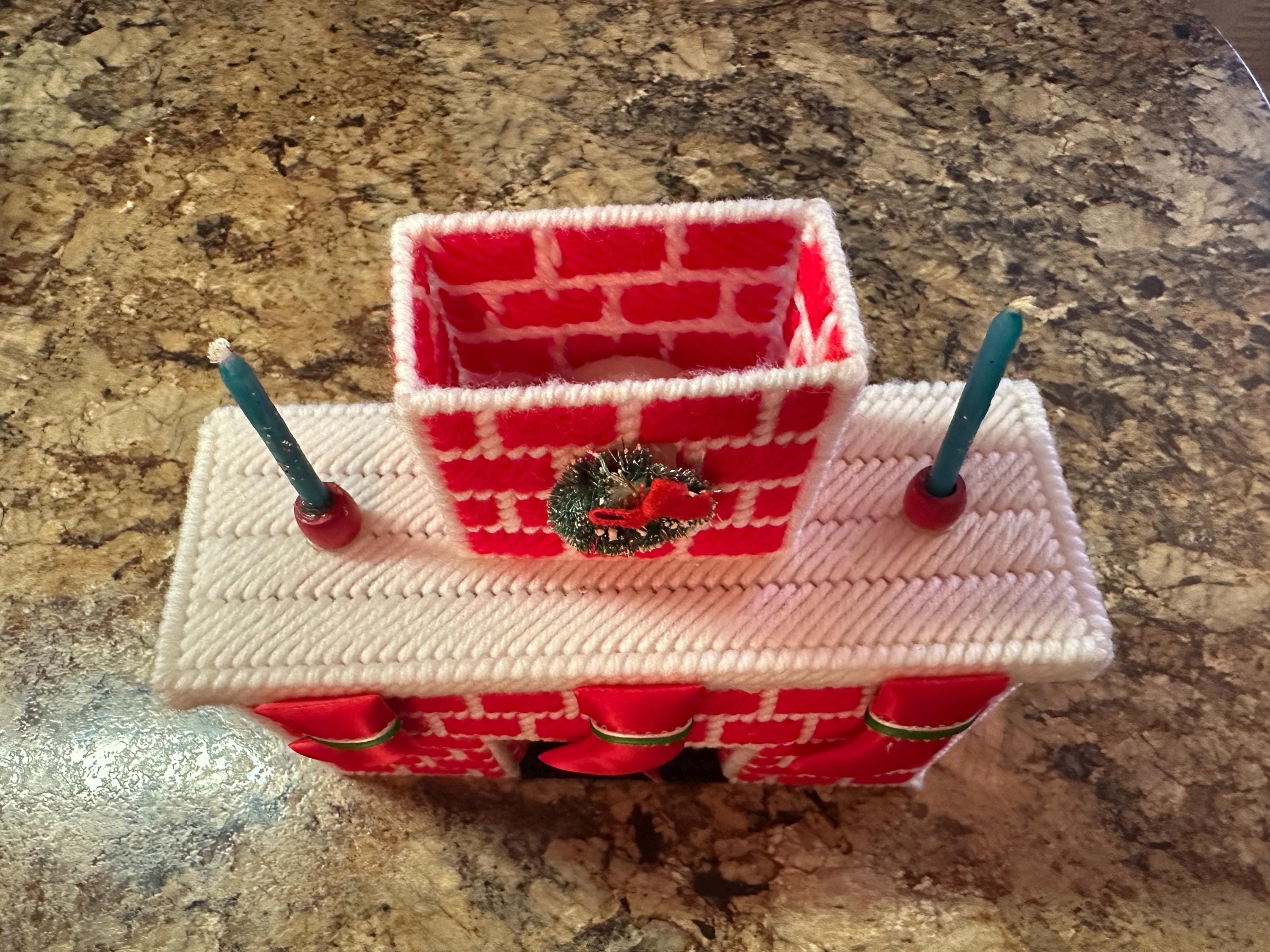 Vintage Crocheted Handmade Christmas Fireplace With Stockings - Etsy