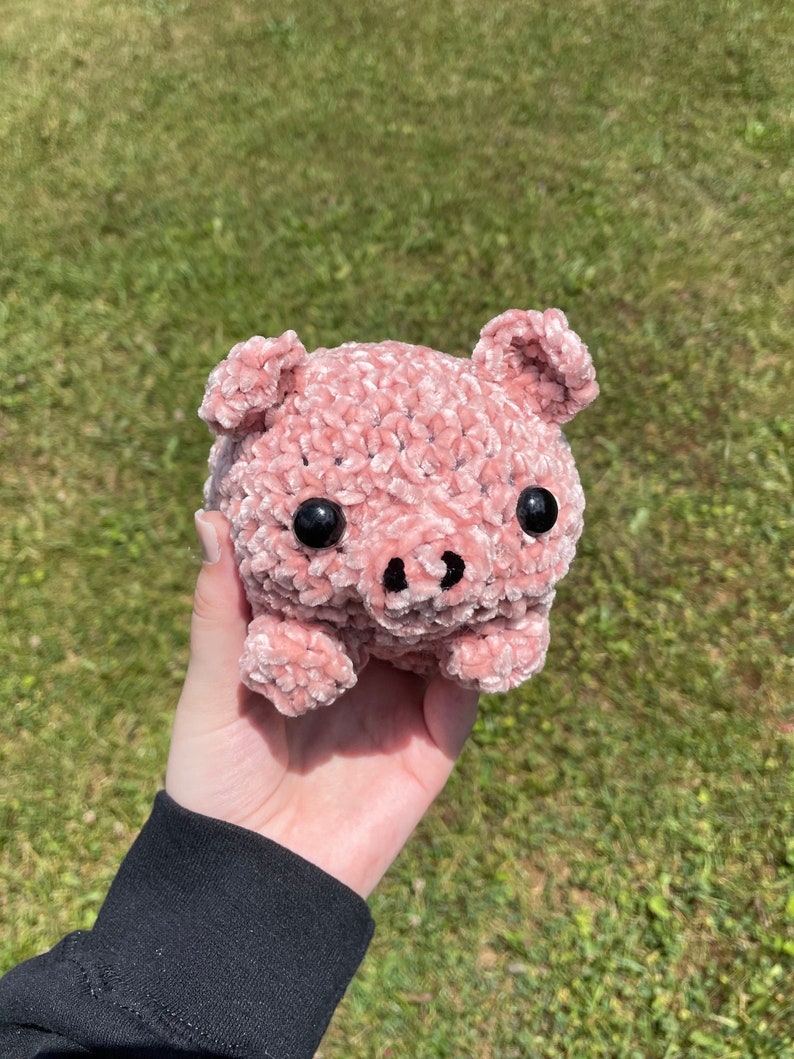 Crochet Pig | Amigurumi Pig | Pig Plush | Pink Fuzzy Velvet Crochet Pig ...