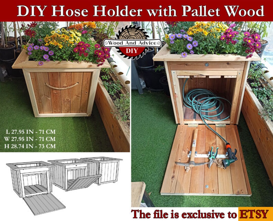 DIY Hose Holder With Pallet Wood Planter,build a Unique DIY File, a ...